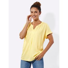 Kurzarmbluse Inspirationen, Damen, Gr. 42, zitrone, 100% Viskose, unifarben, V-Ausschnitt, Blusen