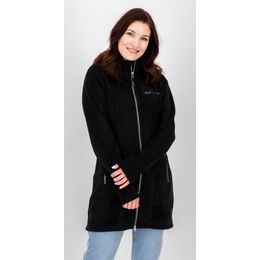 Fleecejacke DEPROC Active "WAWA PEAK", Damen, Gr. 36 (S), schwarz, Fleece, 100% Polyester, h&uuml;ftbedeckend, gerader Abschluss, Jacken Fleecejacke, mit 2-Wege-Rei&szlig;verschluss