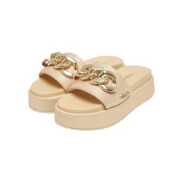 Sandale Buffalo "Buffalo NOA SLIDE CHAIN 2.0", Damen, Gr. 40, gold, Textil, Schuhe Sandale