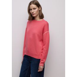 Strickpullover Street One, Damen, Gr. 34, rosa (striking coral), Stoff, 60% Viskose, 20% Baumwolle, 20% Nylon, unifarben, normal normal, Rundhals, Umschlagbund, Pullover Strickpullover, mit Kontrastdetails