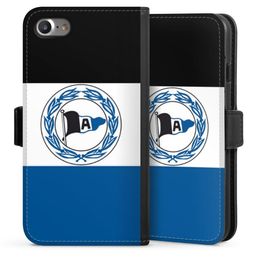 DeinDesign iPhone 8 Handy Klapph&uuml;lle Handyh&uuml;lle aus Kunst Leder schwarz Flip Case Arminen Official Licensed Product Arminia Bielefeld Sideflip mit Lasche
