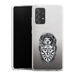 DeinDesign Galaxy A52s 5G Handy Silikon H&uuml;lle Case wei&szlig; Handyh&uuml;lle Lion Sg Dynamo Dresden Sgd Silikon Case