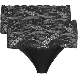 Taillenslip Nina von C. "Fine Cotton", Damen, Gr. 38, schwarz, Obermaterial: 100% Baumwolle. Spitze: 91% Polyamid, 9% Elasthan, k&ouml;rpernah, Unterhosen Taillenslip, eng, elastisch, bequem, feminin, atmungsaktiv, breiter Bund mit Spitze