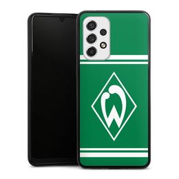 DeinDesign Galaxy A33 5G Handy Slim Case extra d&uuml;nn Silikon Handyh&uuml;lle schwarz H&uuml;lle Official Licensed Product Logo Sv Werder Bremen Silikon Slim Case