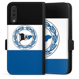DeinDesign Galaxy A50 Handy Klapph&uuml;lle Handyh&uuml;lle aus Kunst Leder schwarz Flip Case Official Licensed Product Arminen Arminia Bielefeld Sideflip mit Lasche