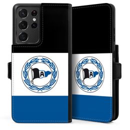 DeinDesign Galaxy S21 Ultra 5G Handy Klapph&uuml;lle Handyh&uuml;lle aus Kunst Leder schwarz Flip Case Official Licensed Product Arminen Arminia Bielefeld Sideflip mit 