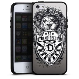 DeinDesign iPhone SE (2016-2019) Handy Silikon H&uuml;lle Case schwarz Handyh&uuml;lle Lion Sg Dynamo Dresden Sgd