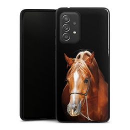 DeinDesign Galaxy A52s 5G Handy Slim Case extra d&uuml;nn Silikon Handyh&uuml;lle schwarz H&uuml;lle Hobby Mare Horse Silikon Slim Case