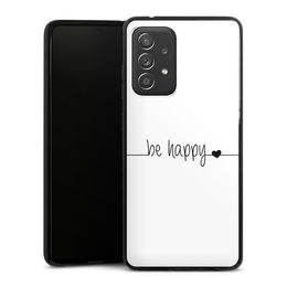 DeinDesign Galaxy A52s 5G Handy Slim Case extra d&uuml;nn Silikon Handyh&uuml;lle schwarz H&uuml;lle Statement Happiness Sayings Silikon Slim Case