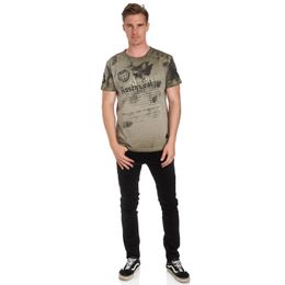 T-Shirt Rusty Neal, Jungen, Gr. L, gr&uuml;n (khaki), 100% Baumwolle, bedruckt, normal, Rundhals, Shirts T-Shirt, in tollem Batik-Design