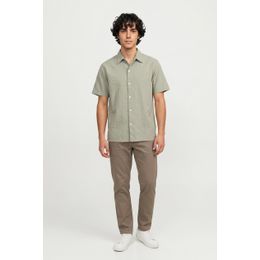Jack & Jones Kurzarmhemd JACK & JONES "JORRIVIERA TEXTURE SHIRT SS", Herren, Gr. L, N-Gr, gr&uuml;n (seagrass), Web, Obermaterial: 100% Baumwolle, unifarben, regular fit normal, ohne Ausschnitt, gerader Abschluss, Hemden, mit Hemdkragen