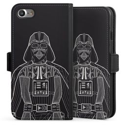 DeinDesign iPhone SE (2020) Handy Klapph&uuml;lle Handyh&uuml;lle aus Kunst Leder schwarz Flip Case Black Star Wars Darth Vader Sideflip mit Lasche