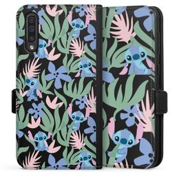 DeinDesign Galaxy A50 Handy Klapph&uuml;lle Handyh&uuml;lle aus Kunst Leder schwarz Flip Case Disney Muster Lilo & Stitch Sideflip mit Lasche