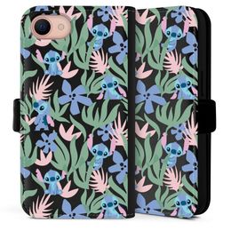 DeinDesign iPhone 16e Handy Klapph&uuml;lle Handyh&uuml;lle aus Kunst Leder schwarz Flip Case Disney Muster Lilo & Stitch Sideflip mit Lasche
