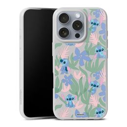 DeinDesign iPhone 16 Pro Handy Silikon H&uuml;lle Case wei&szlig; Handyh&uuml;lle Disney Muster Lilo & Stitch Silikon Case