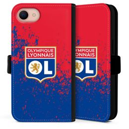 DeinDesign iPhone 16e Handy Klapph&uuml;lle Handyh&uuml;lle aus Kunst Leder schwarz Flip Case Ol Olympique Lyonnais Official Licensed Product Sideflip mit Lasche