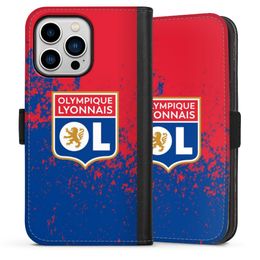DeinDesign iPhone 13 Pro Handy Klapph&uuml;lle Handyh&uuml;lle aus Kunst Leder schwarz Flip Case Ol Olympique Lyonnais Official Licensed Product Sideflip mit Lasche