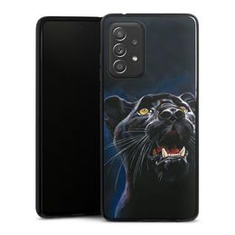 DeinDesign Galaxy A52s 5G Handy Slim Case extra d&uuml;nn Silikon Handyh&uuml;lle schwarz H&uuml;lle Panther Animals Jungle Silikon Slim Case
