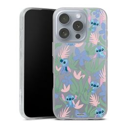 DeinDesign iPhone 16 Pro Handy Silikon H&uuml;lle Case transparent Handyh&uuml;lle Disney Muster Lilo & Stitch Silikon Case