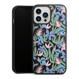 DeinDesign iPhone 13 Pro Max Handy Premium Silikon H&uuml;lle Handyh&uuml;lle schwarz Case Disney Muster Lilo & Stitch Silikon Premium Case