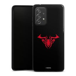 DeinDesign Galaxy A52s 5G Handy Slim Case extra d&uuml;nn Silikon Handyh&uuml;lle schwarz H&uuml;lle Spiderman Logo Marvel Silikon Slim Case