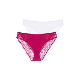 Dorina Damen Slip "Willa", Gr. Mpink, wei&szlig;, Microfaser, Obermaterial: 86% Polyamid, 14% Elasthan, Unterhosen, teilweise mit floraler Spitze