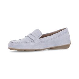 Mokassin Gabor, Damen, Gr. 36, grau (hellblau), Veloursleder, Schuhe Mokassin, Slipper, Bequemschuh, Flats mit modischem Zierriegel