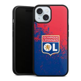 DeinDesign iPhone 15 Handy Gallery Case Handyh&uuml;lle 9H Geh&auml;rtetes Glas R&uuml;ckseite H&uuml;lle Ol Olympique Lyonnais Official Licensed Product Gallery Case