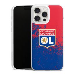 DeinDesign iPhone 15 Pro Max Handy Silikon H&uuml;lle Case wei&szlig; Handyh&uuml;lle Ol Olympique Lyonnais Official Licensed Product Silikon Case