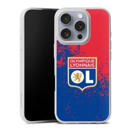 DeinDesign iPhone 16 Pro Handy Silikon H&uuml;lle Case wei&szlig; Handyh&uuml;lle Ol Olympique Lyonnais Official Licensed Product Silikon Case