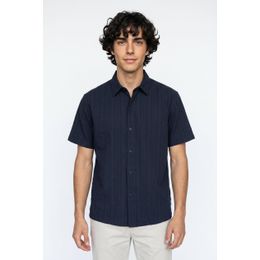 Jack & Jones Kurzarmhemd JACK & JONES "JORRIVIERA TEXTURE SHIRT SS", Herren, Gr. L, N-Gr, blau (sky captain), Web, Obermaterial: 100% Baumwolle, unifarben, regular fit normal, ohne Ausschnitt, gerader Abschluss, Hemden, mit Hemdkragen