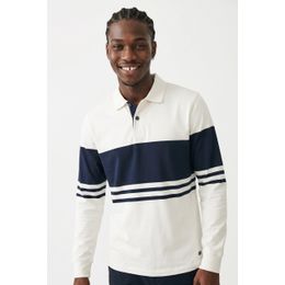 Sweatshirt s.Oliver, Herren, Gr. L, ecru blau, Sweatware, Obermaterial: 100% Baumwolle, gestreift, regular fit normal, ohne Ausschnitt, Flachstrickb&uuml;ndchen, Sweatshirts Sweatshirt, mit Polokragen, Regular Fit