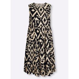 Heine Witt Damen Webkleid mit Ethno-Print, schwarz-champagner-gemustert, Gr&ouml;&szlig;e 44