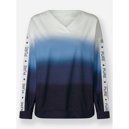 Heine Witt Damen Sweatshirt mit Schriftzug, marine-ecru-gemustert, Gr&ouml;&szlig;e 40