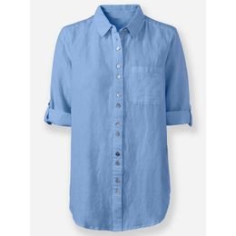 Heine Witt Damen Hemdbluse im Baumwoll-Leinen-Mix, himmelblau, Gr&ouml;&szlig;e 46