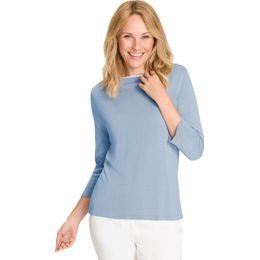 CR&Eacute;ATION L Damen 3/4-Arm-Pullover mit U-Boot-Ausschnitt eisblau-wei&szlig; Gr&ouml;&szlig;e 54