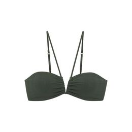 Copenhagen Studios Bandeau-Bikini-Top 'Nela' gr&uuml;n Gr. 40 Cup A/B. Mit Seitlichen St&auml;bchen Und Ohne B&uuml;gel. Nachhaltig.