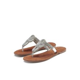 Lascana Zehentrenner 'Sandale, Pantolette, Sommerschuh,' grau Gr. 42 f&uuml;r Damen. Mit Zierperlen. Nachhaltig.
