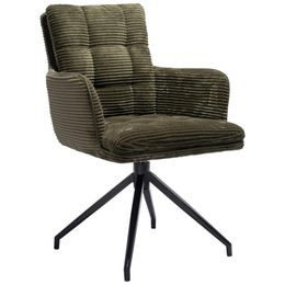 Stylife Armlehnstuhl, Olivgr&uuml;n, Metall, Textil, Drehkreuz, 66x89x64 cm, Stoffauswahl, Sitzfl&auml;che 360&deg; drehbar, Esszimmer, St&uuml;hle, Esszimmerst&uuml;hle, Armlehnenst&uuml;hle