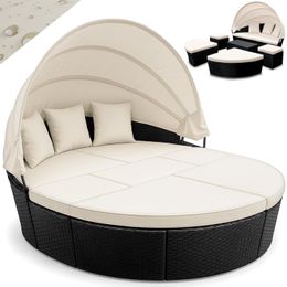Casaria Polyrattan Sonneninsel Schwarz oval 226cm