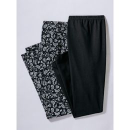 sheego Gro&szlig;e Gr&ouml;&szlig;en Leggings in Stretch-Qualit&auml;t, schwarz + schwarz-bedruckt, Gr&ouml;&szlig;e 50 - Damen
