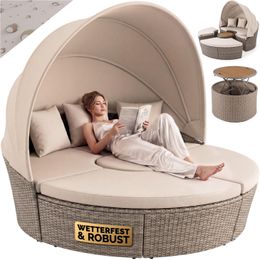 Casaria Polyrattan Sonneninsel Creme &Oslash;185cm