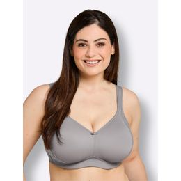 SuSa sheego Gro&szlig;e Gr&ouml;&szlig;en Minimizer-BH ohne B&uuml;gel mit aufgesetzter Spitze, taupe, Gr&ouml;&szlig;e 105D - Damen