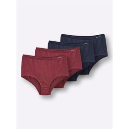 w&auml;schepur sheego Gro&szlig;e Gr&ouml;&szlig;en Taillenslip aus Single-Jersey, 2x marine + 2x dunkelrot, Gr&ouml;&szlig;e 48 - Damen