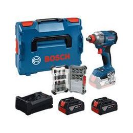 Bosch Akku-Drehschlagschrauber Set GDX 18 Volt 285 Nm mit 2 Akkus 5,0 Ah und 31-teiligem Bit-Set in L-BOXX, Werkzeug-Set Boxed