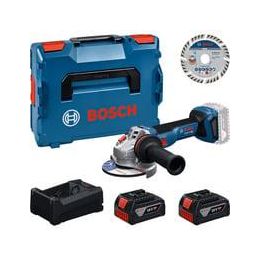 Bosch Werkzeug Set Akku Winkelschleifer 18 Volt mit 2 Akkus 5.0 Amperestunden und Trennscheibe 125 in L-BOXX, Werkzeug-Set Boxed
