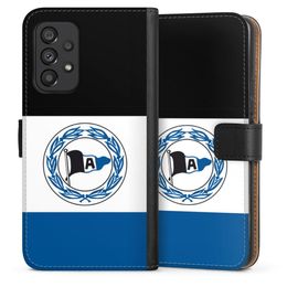 DeinDesign Galaxy A53 5G Handy Klapph&uuml;lle Handyh&uuml;lle aus Kunst Leder schwarz Flip Case Arminen Official Licensed Product Arminia Bielefeld Sideflip mit langer 