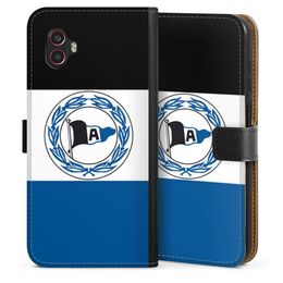 DeinDesign Galaxy XCover 6 Pro Handy Klapph&uuml;lle Handyh&uuml;lle aus Kunst Leder schwarz Flip Case Arminen Official Licensed Product Arminia Bielefeld Sideflip mit 