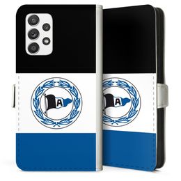 DeinDesign Galaxy A52s 5G Handy Klapph&uuml;lle Handyh&uuml;lle aus Kunst Leder wei&szlig; Flip Case Official Licensed Product Arminen Arminia Bielefeld Sideflip mit Lasche