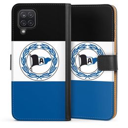 DeinDesign Galaxy A12 Handy Klapph&uuml;lle Handyh&uuml;lle aus Kunst Leder schwarz Flip Case Arminia Bielefeld Official Licensed Product Arminen Sideflip mit langer 